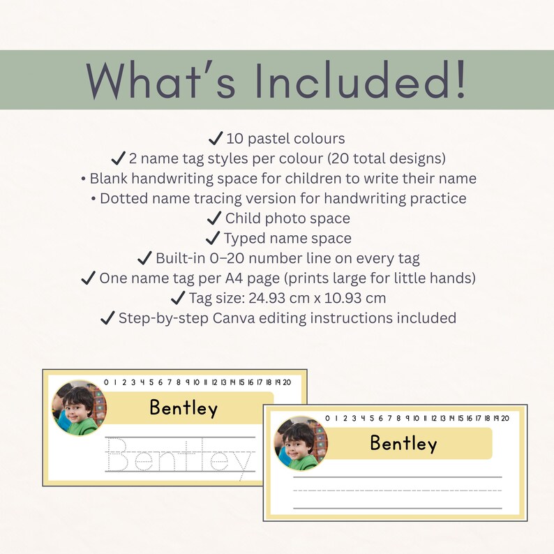 Classroom Desk Plates Canva Template Name Tags With Photos and ...