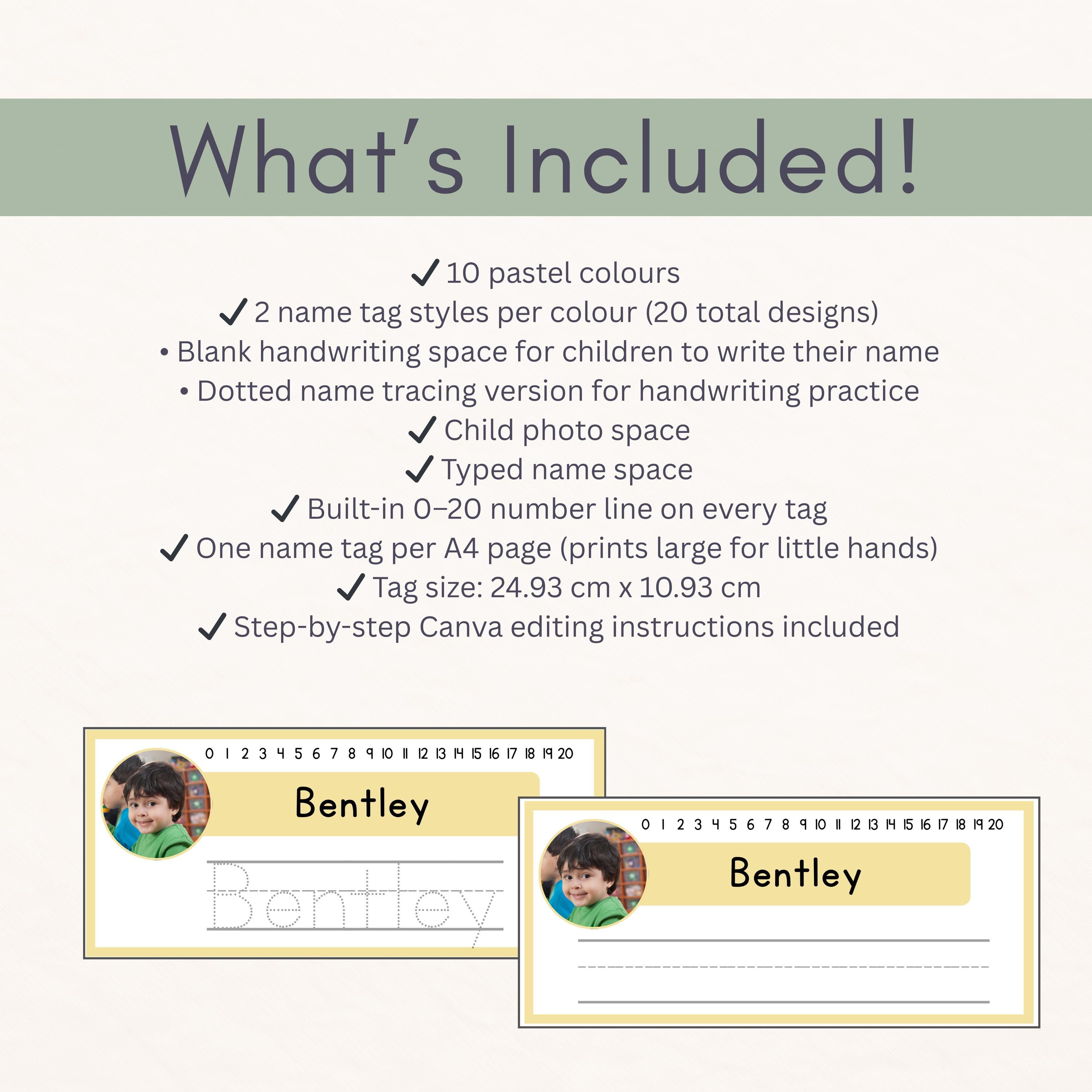 Classroom Desk Plates Canva Template Name Tags With Photos and ...