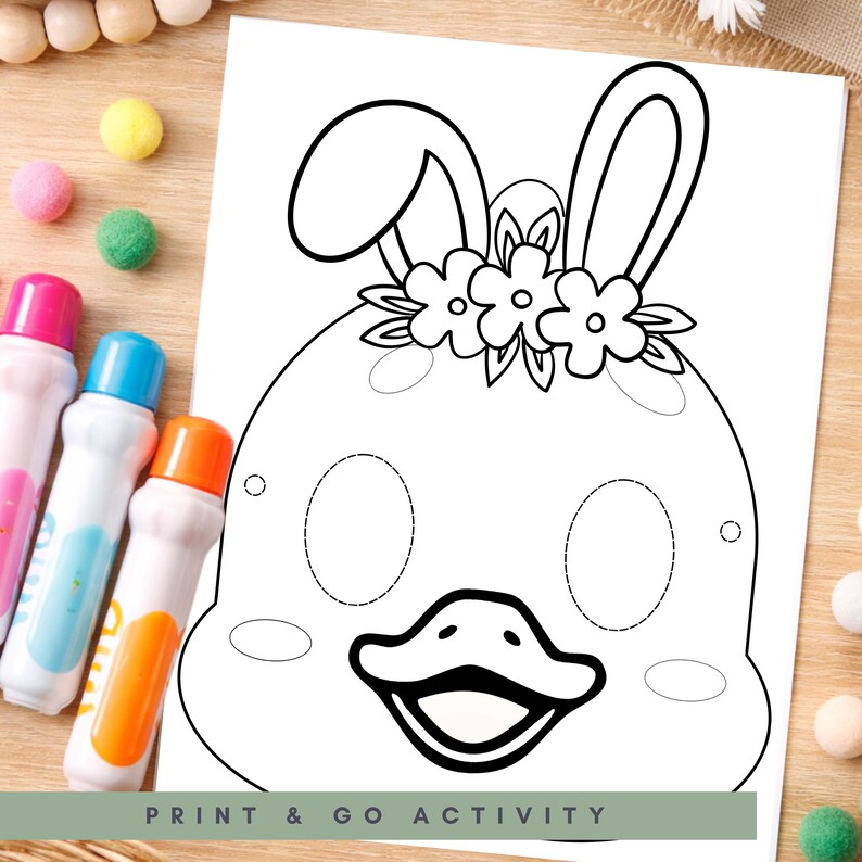 Printable Easter Masks for Kids Print and Color Craft Activity DIY ...