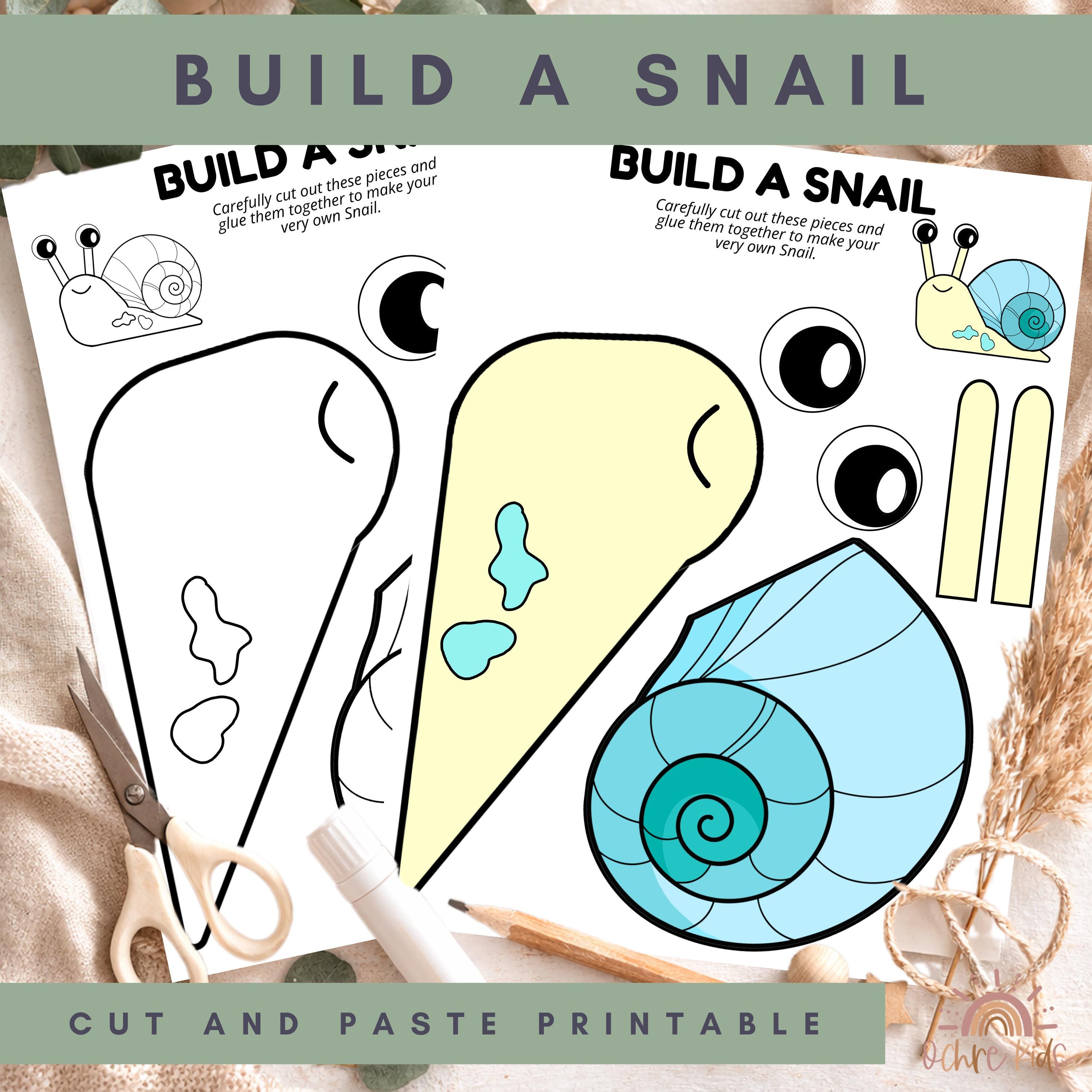 Snail Cut and Paste Craft Printable | Preschool Fine Motor Activity ...