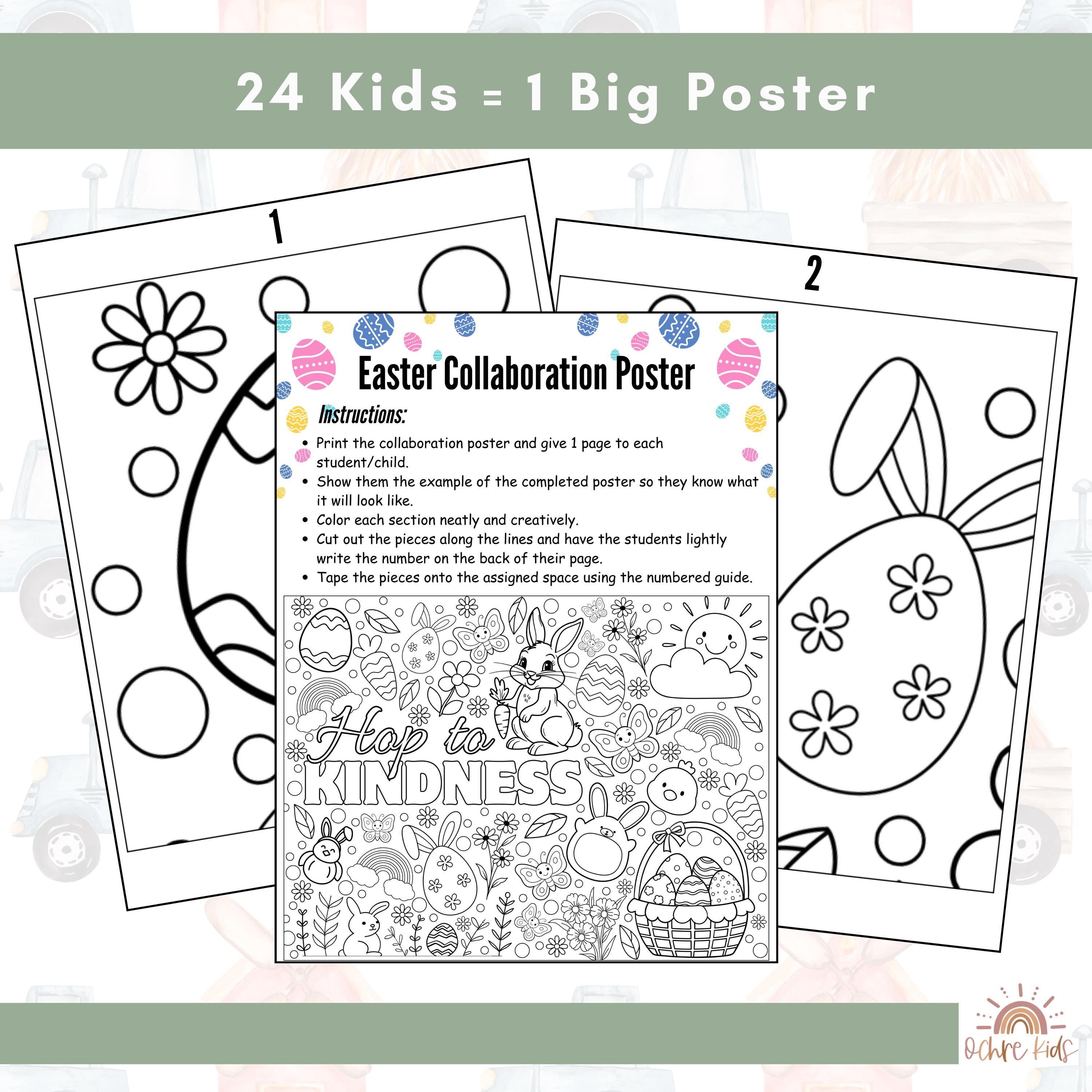Easter Collaborative Poster Printable, Classroom Coloring Activity, Hop ...