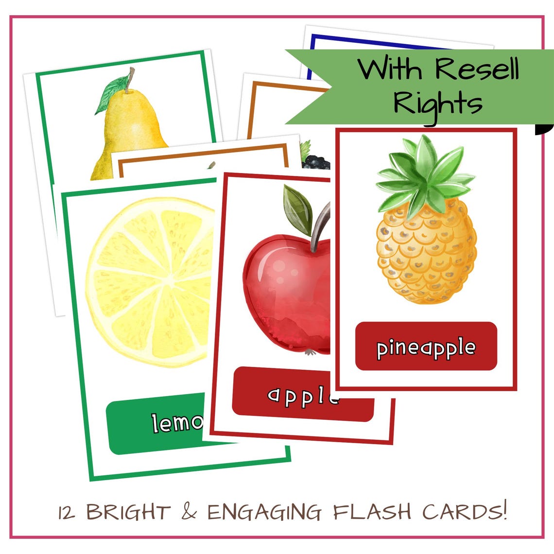 Fruit Flash Cards: Toddler Learning Cards With Resell Rights (digital ...