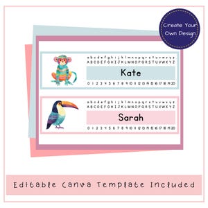 Jungle Theme Desk Name Plates: Watercolor Animals (PDF & Canva) - Etsy ...