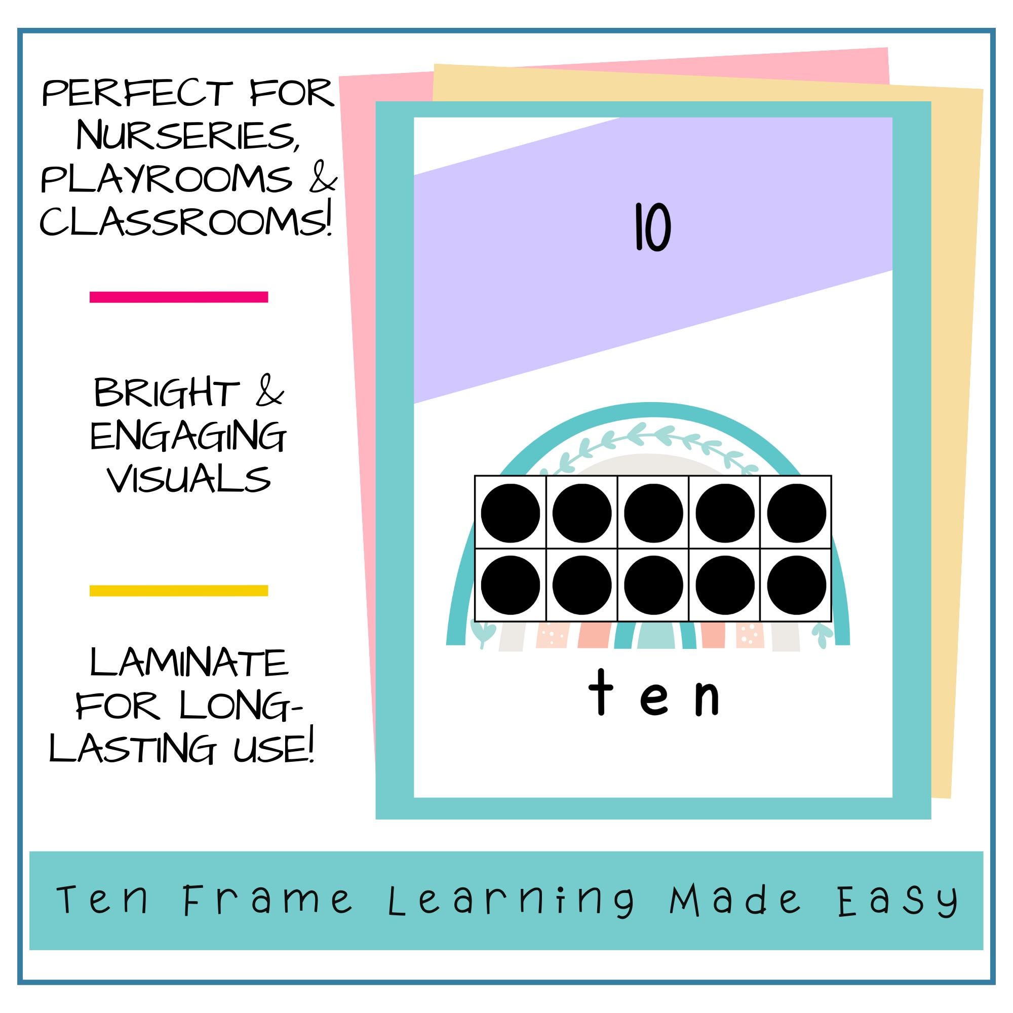 Ten Frame Number Flashcards 1–10 | Early Math Printable | Kindergarten ...