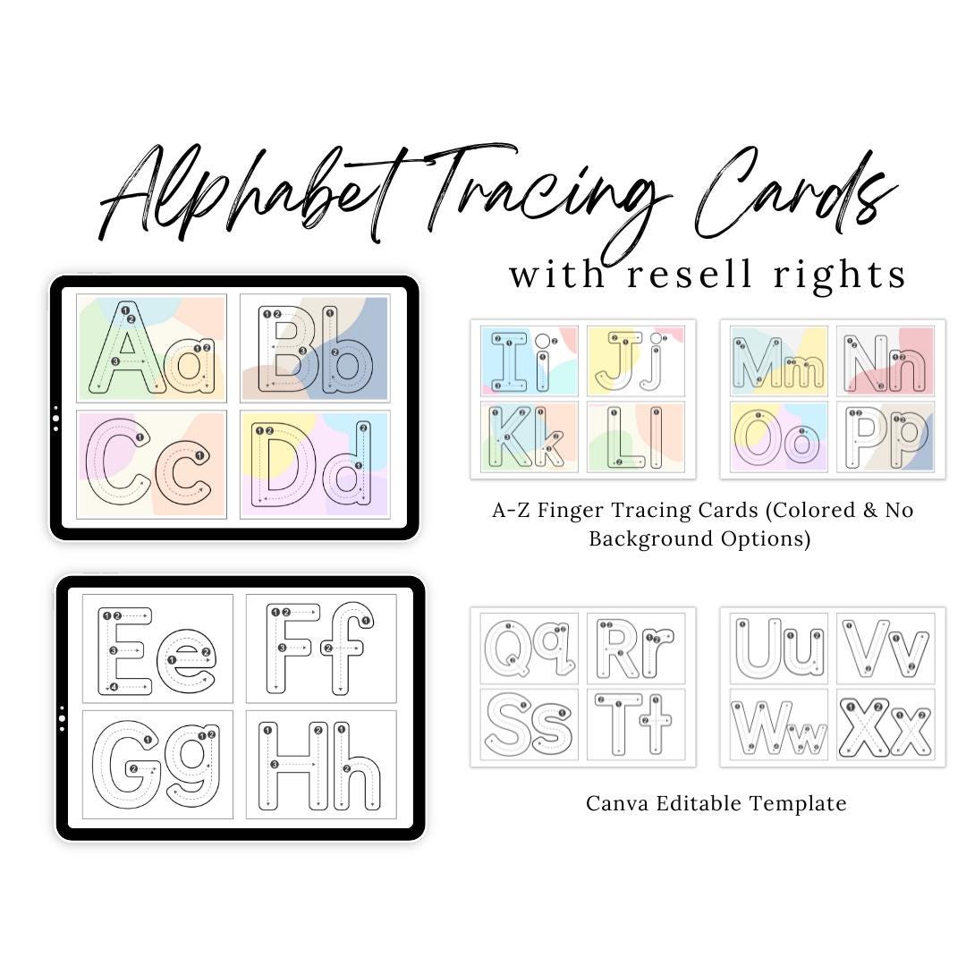 Alphabet Tracing Cards, Early Literacy Handwriting Flashcards ...