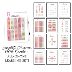 Educational Classroom Poster Bundle: Alphabet, Numbers, Shapes (digital ...