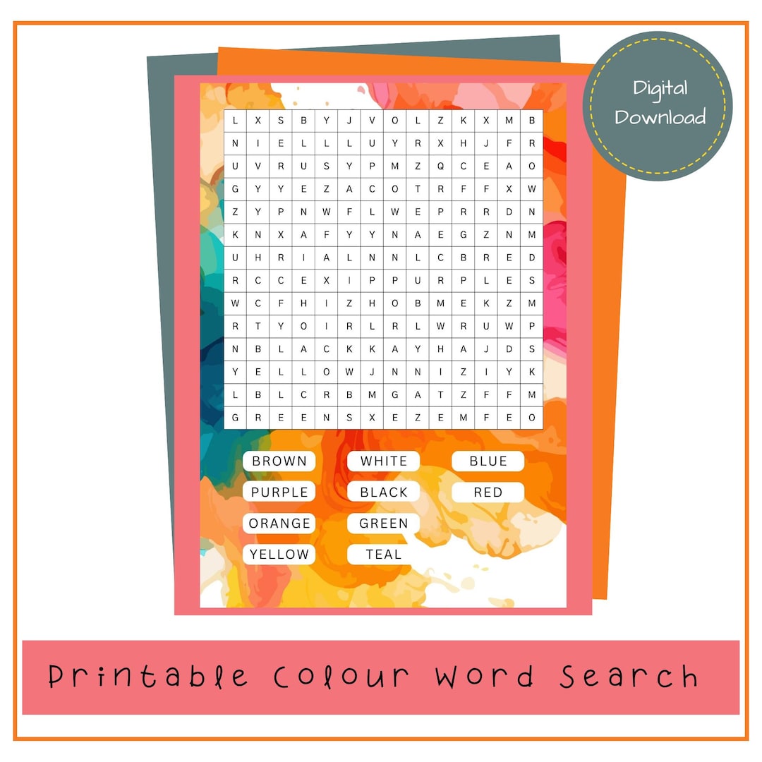 Preschool Color Word Search: Printable Activity (PDF Digital Download ...