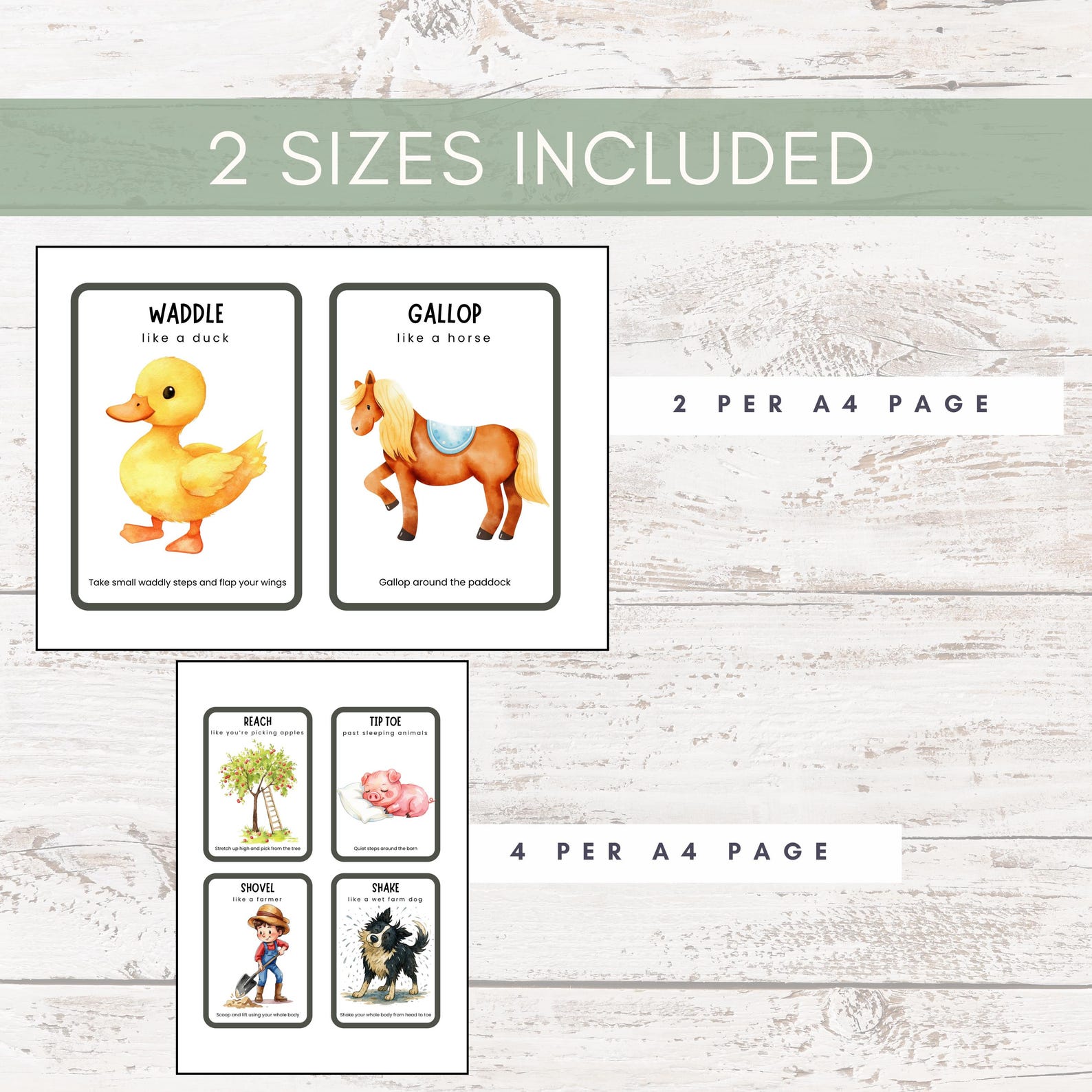 Farm Gross Motor Movement Cards | Farm Animal Brain Breaks | Preschool ...