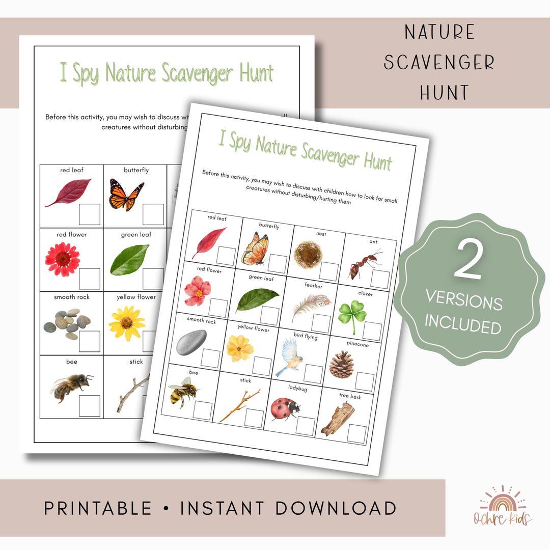 Nature Scavenger Hunt: I Spy Printable for Kids (PDF) - Etsy