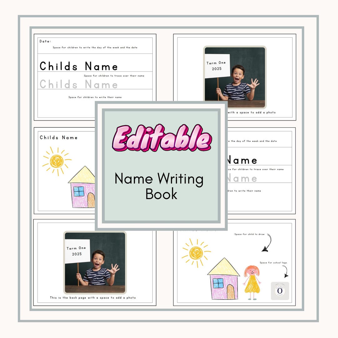Name Writing Books, Editable in Canva, Practice Handwriting Preschool ...