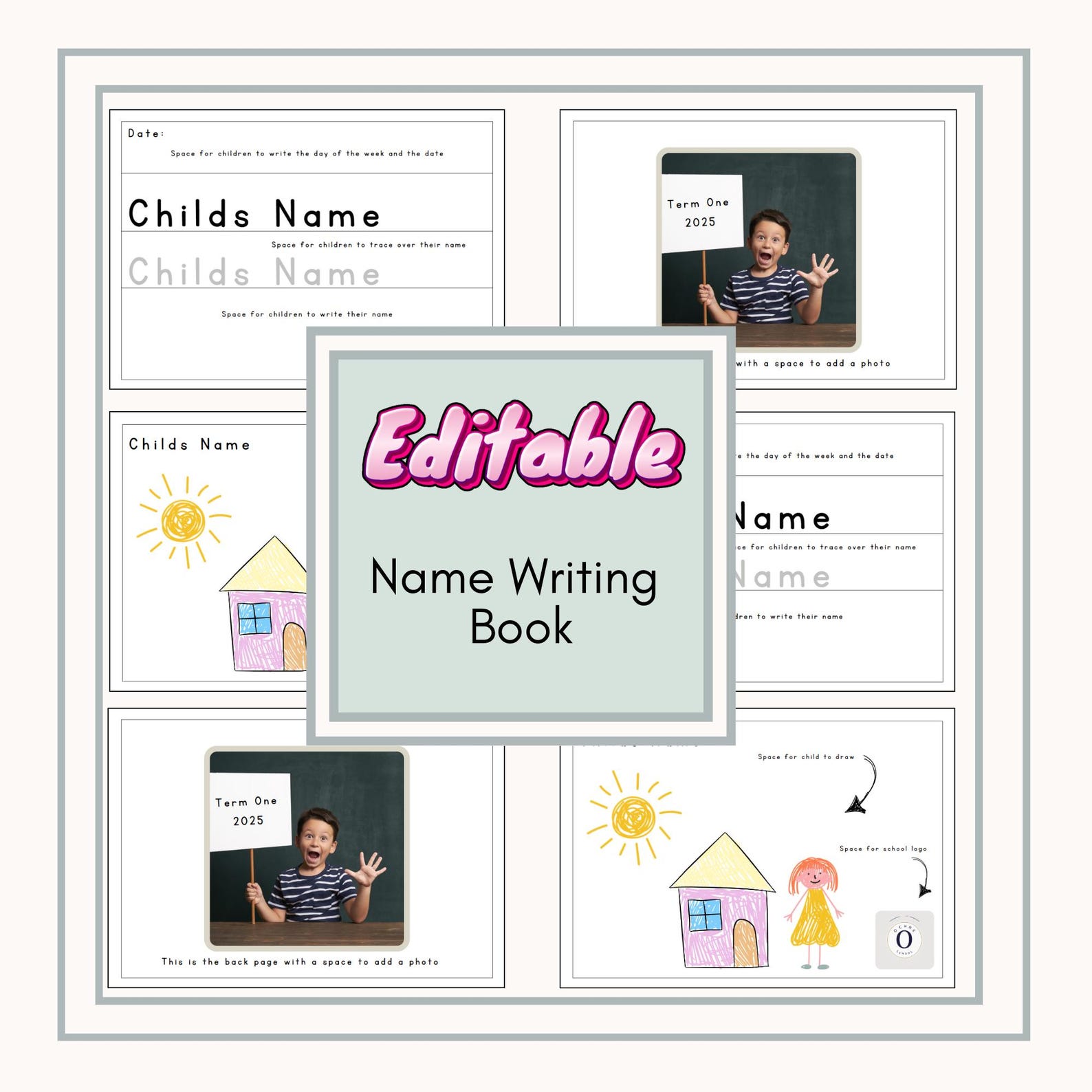 Name Writing Books, Editable in Canva, Practice Handwriting Preschool ...