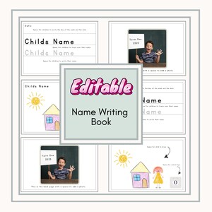 Name Writing Books, Editable in Canva, Practice Handwriting Preschool ...