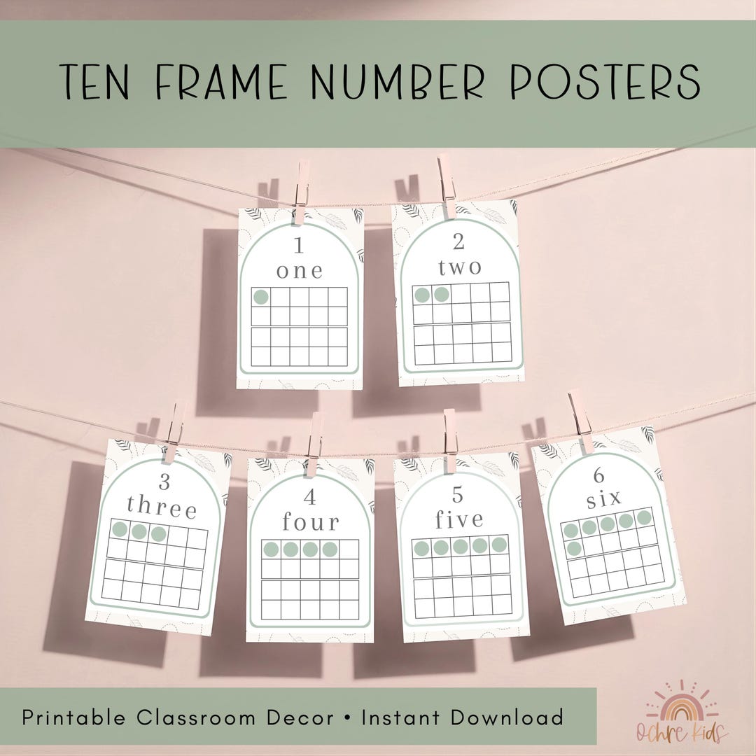 Number Posters 1–20 | Ten Frame Math Posters | Nature Classroom Decor ...