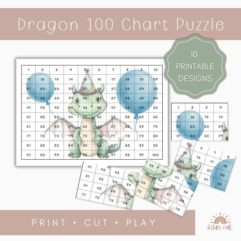 Educational 100 Chart Puzzle Printable Number Recognition Activity ...