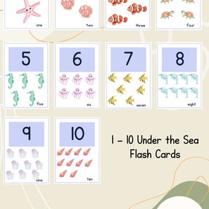 Number Flash Cards 1-10 Under the Sea - Etsy
