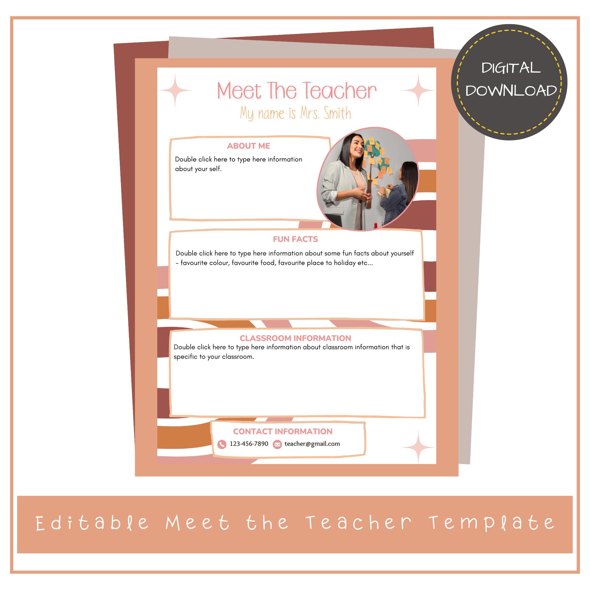 Editable Teacher Bio Boho Rainbow Back to School Introduction Letter ...