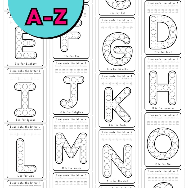 Dot Marker Alphabet Worksheets for Preschool: Early Literacy Letters A ...