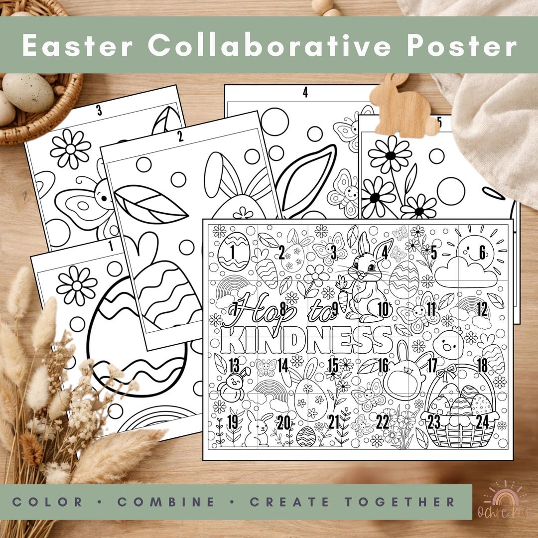 Easter Collaborative Poster Printable, Classroom Coloring Activity, Hop ...