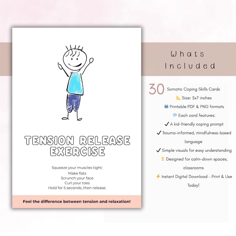 30 Grounding Technique Cards for Kids, Somatic Therapy Resource ...