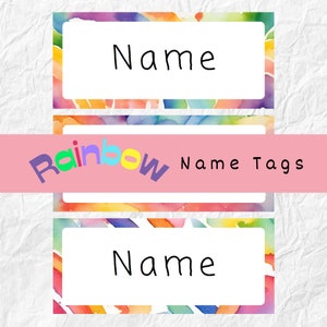 Rainbow Name Tags | Editable and Printable - Etsy Australia