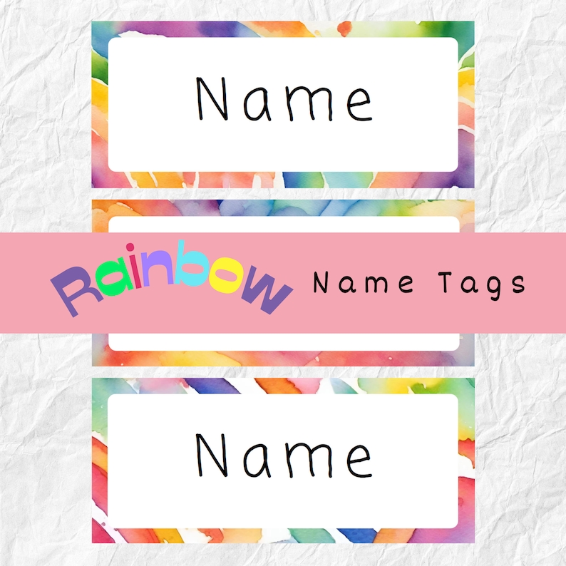 Rainbow Name Tags | Editable and Printable - Etsy