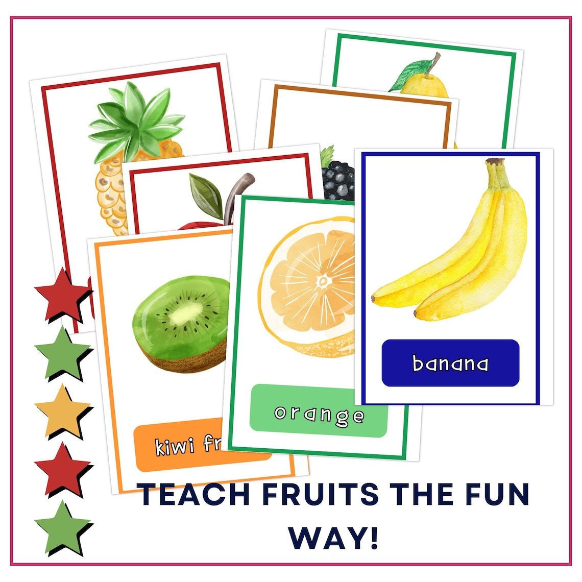 Fruit Flash Cards: Toddler Learning Cards With Resell Rights (digital ...
