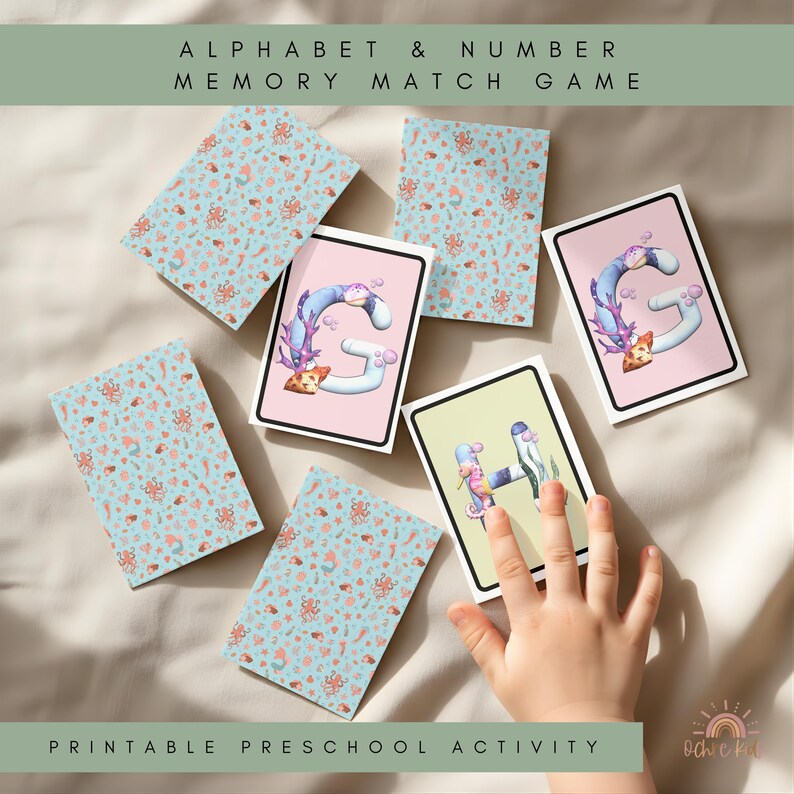 Memory Match ABC and Number Printable Card Game for Kids Instant ...
