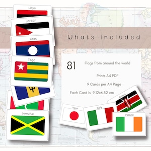 Flags of the World Flashcards: Geography Learning Aid (PDF Download A4 ...