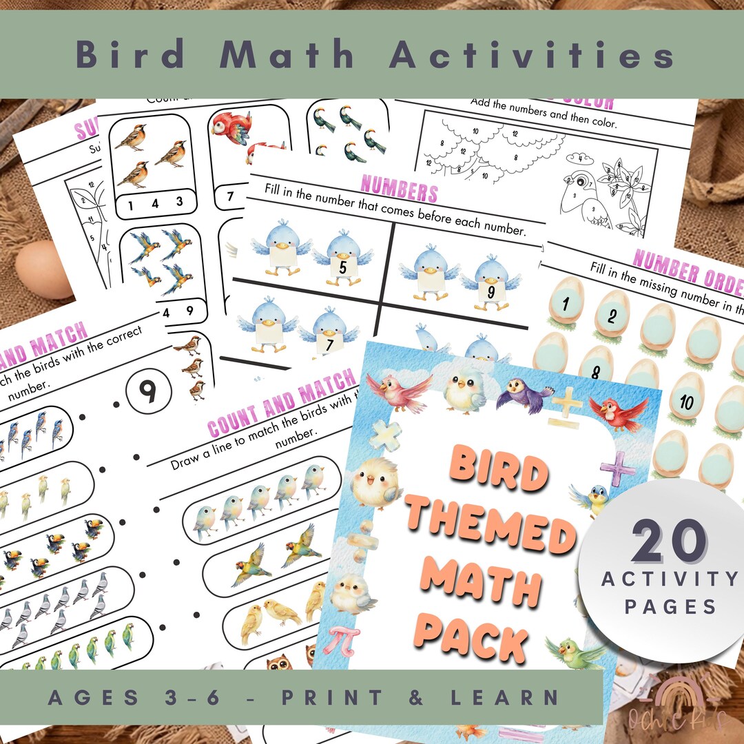 Bird Math Worksheets for Preschool – Counting, Addition & Number ...