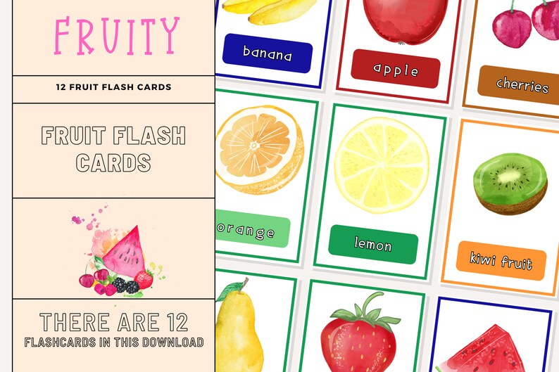 Fruit Flash Cards Digital Download Digital Print - Etsy Australia