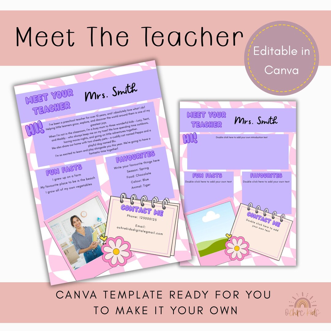 Editable Meet Your Teacher Template: Preschool Introduction, Canva ...