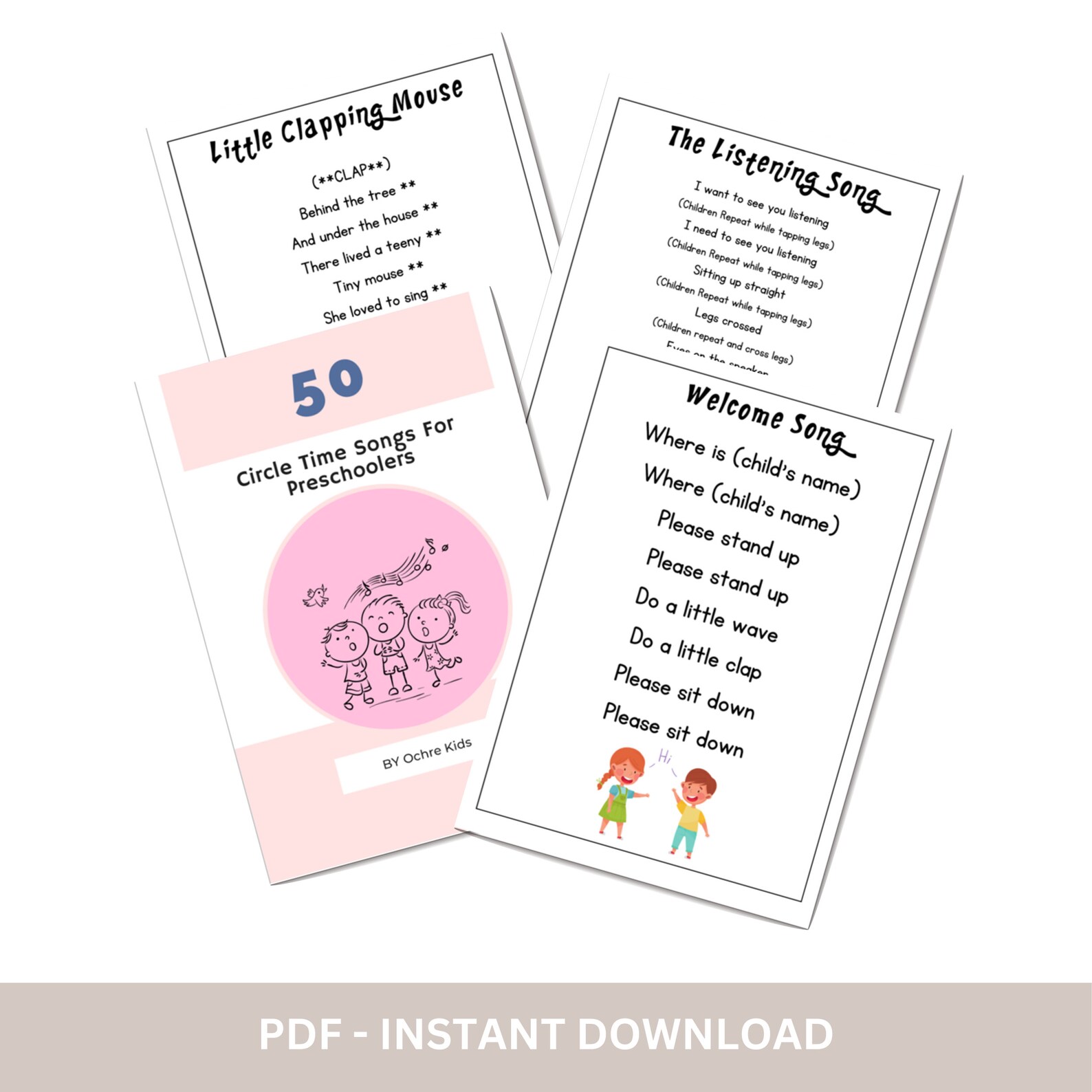 GROUP TIME Song Book, Circle Time Ebook 50 Preschool Songs With Lyrics ...