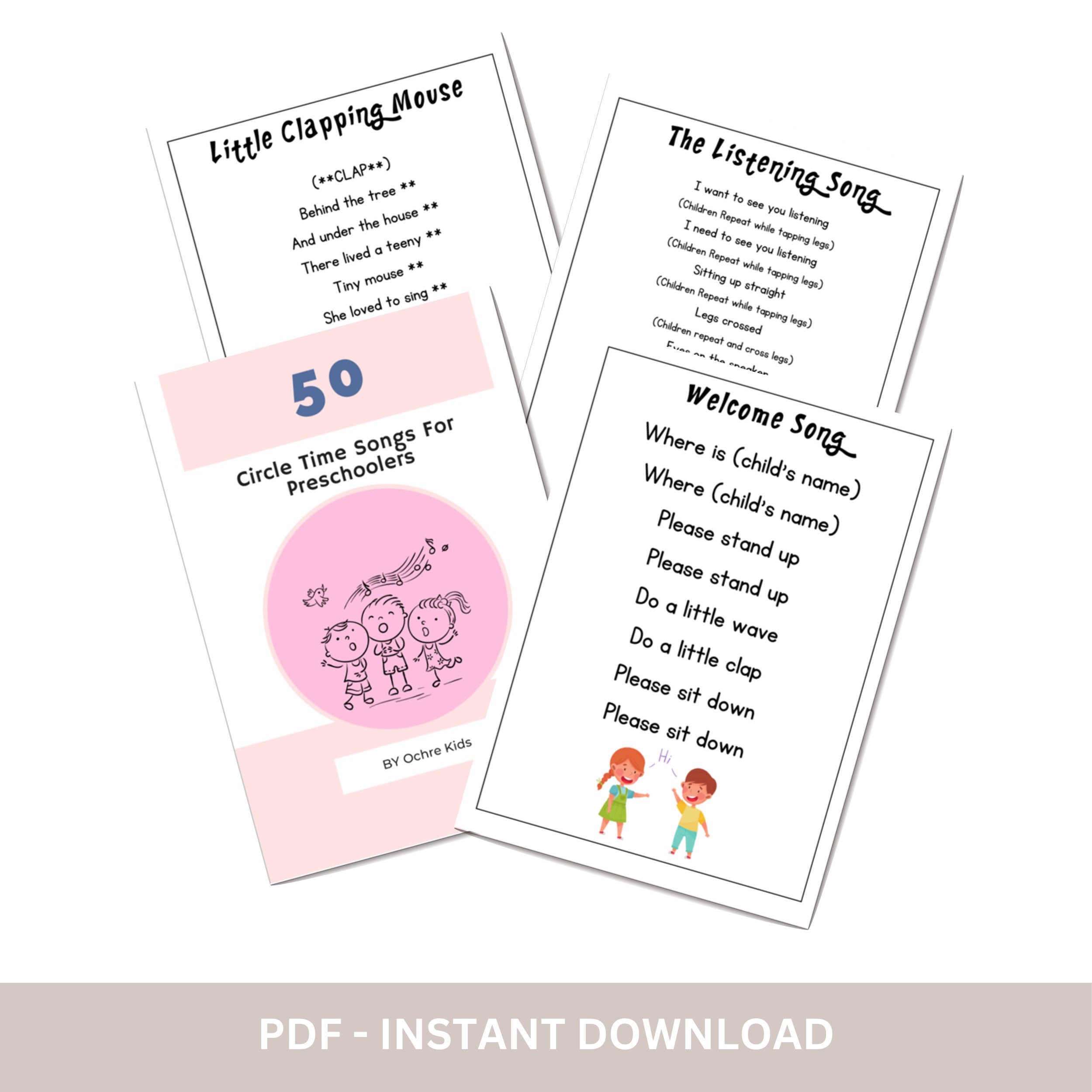 GROUP TIME Song Book, Circle Time Ebook 50 Preschool Songs With Lyrics ...
