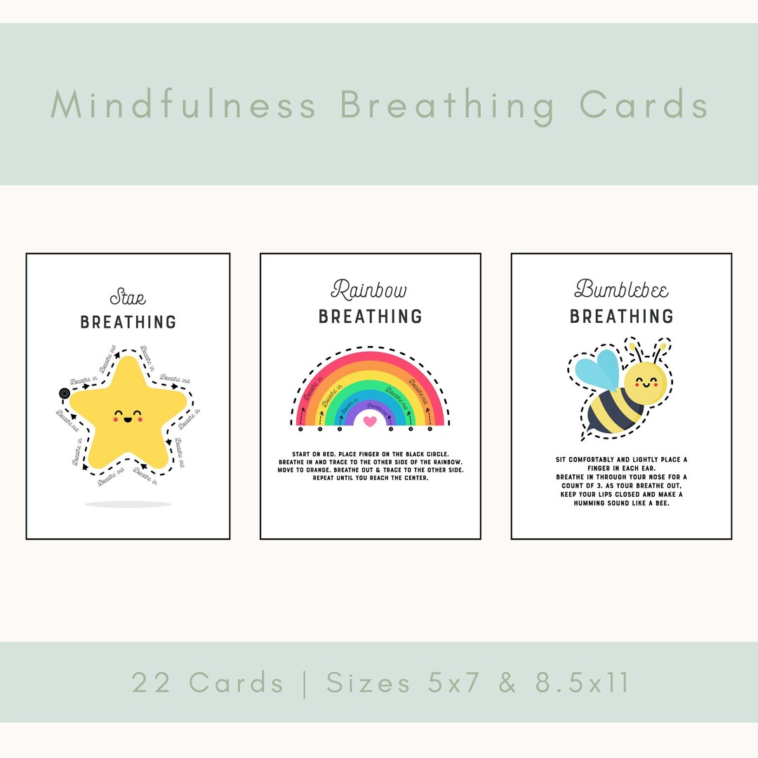 Mindfulness Breathing Cards for Kids Finger Breathing Calming Corner ...