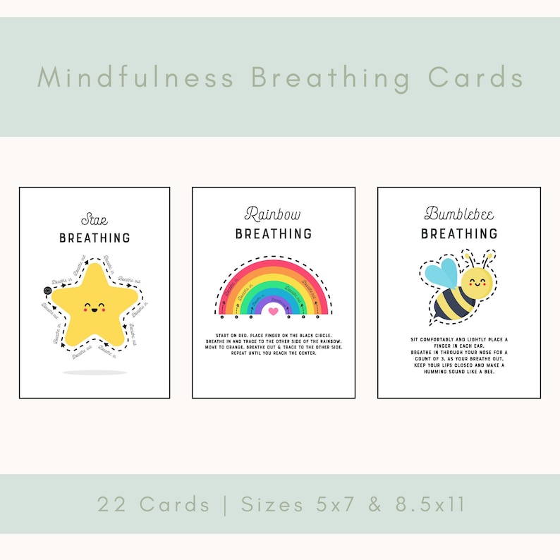 Mindfulness Breathing Cards for Kids Finger Breathing Calming Corner ...