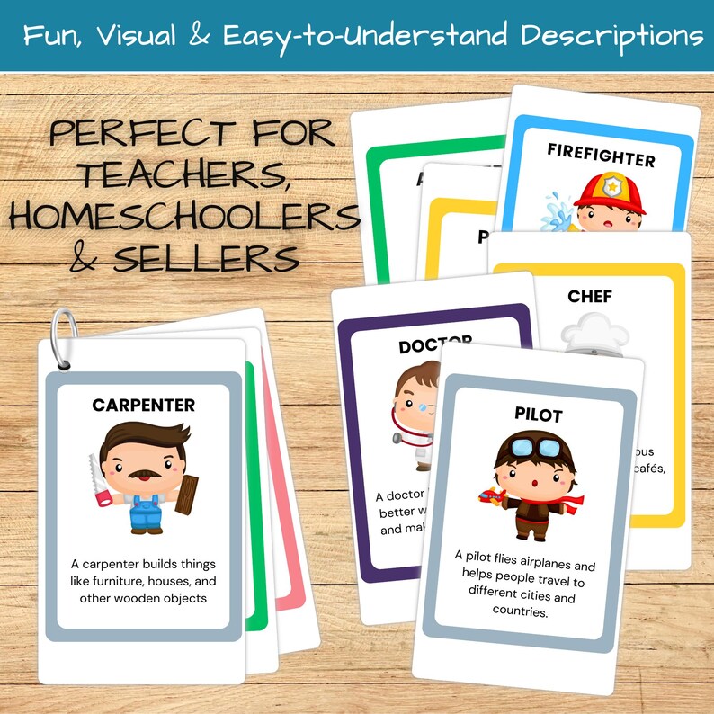 Occupation Flash Cards: Community Helpers, Early Learning (PDF & PNG ...