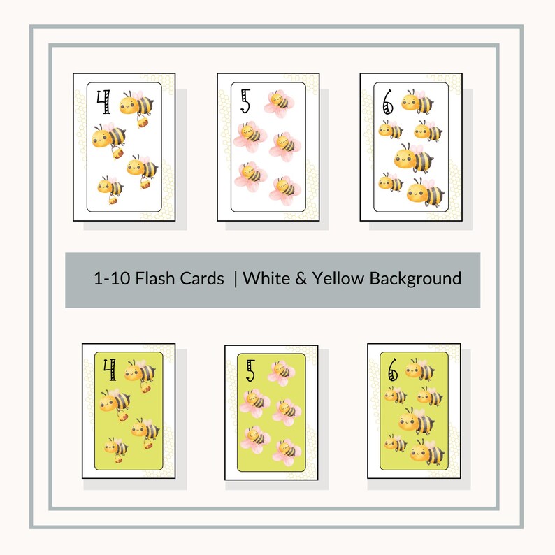 Bee Number Flashcards: Counting 1-10, Homeschool Printable (digital ...