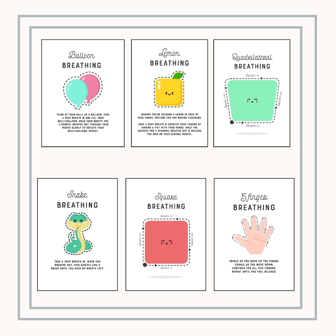 Mindfulness Breathing Cards for Kids Finger Breathing Calming Corner ...