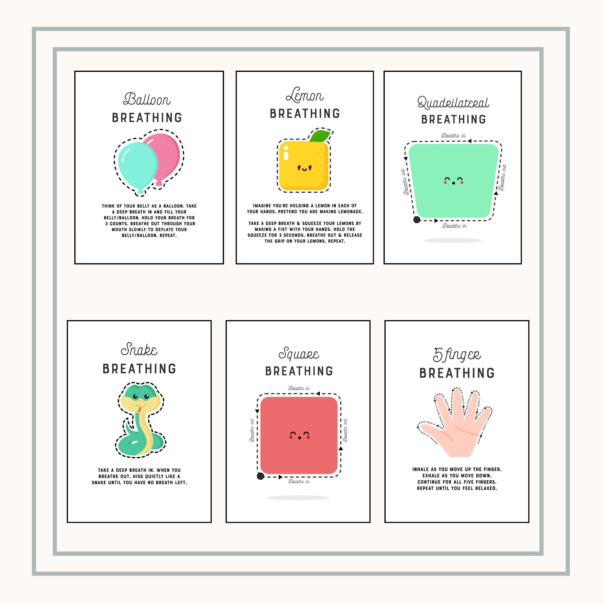 Mindfulness Breathing Cards for Kids Finger Breathing Calming Corner ...