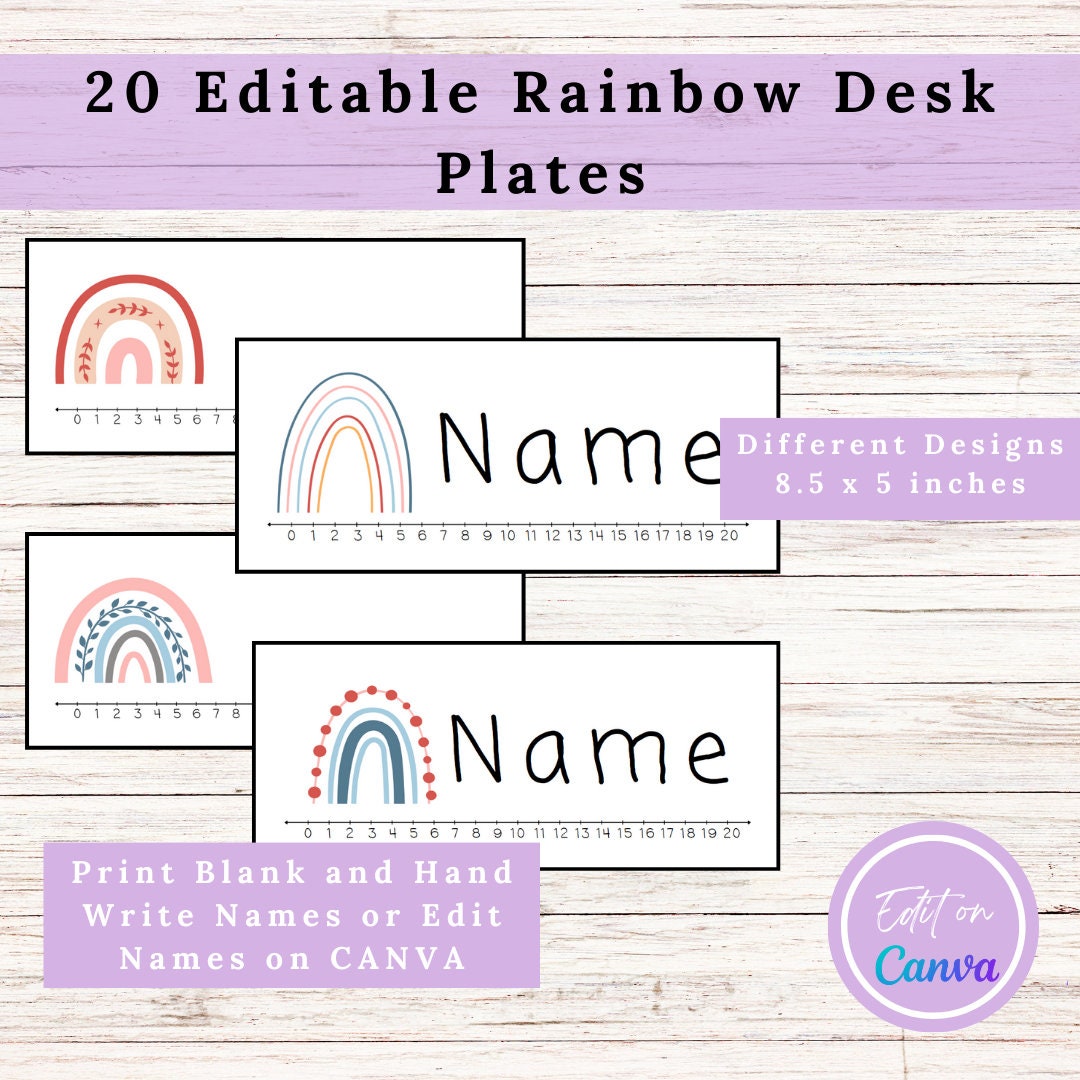 Name Tags for Classroom Rainbow Desk Plates Boho Rainbow Desk Plate ...