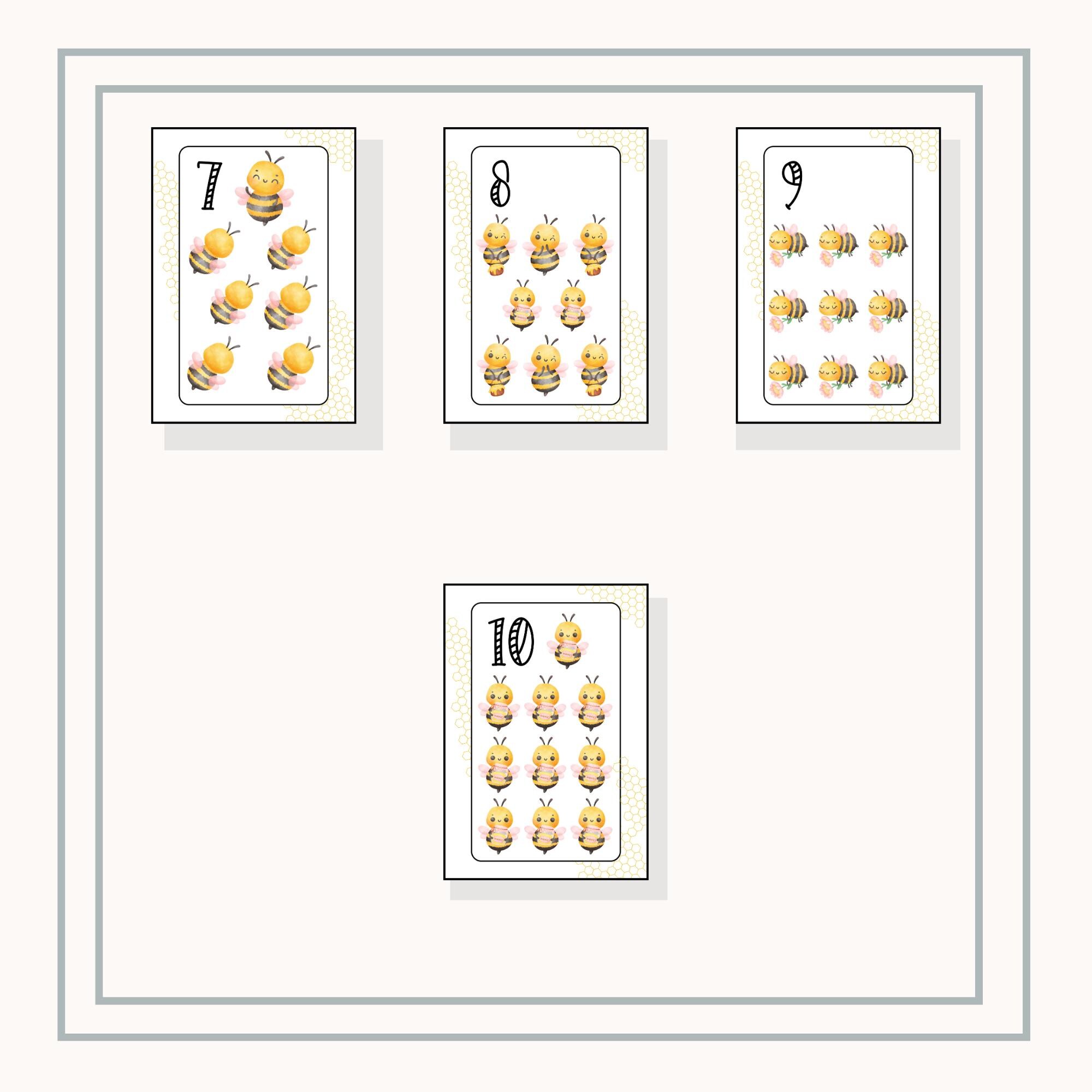 Bee Number Flashcards: Counting 1-10, Homeschool Printable (digital ...