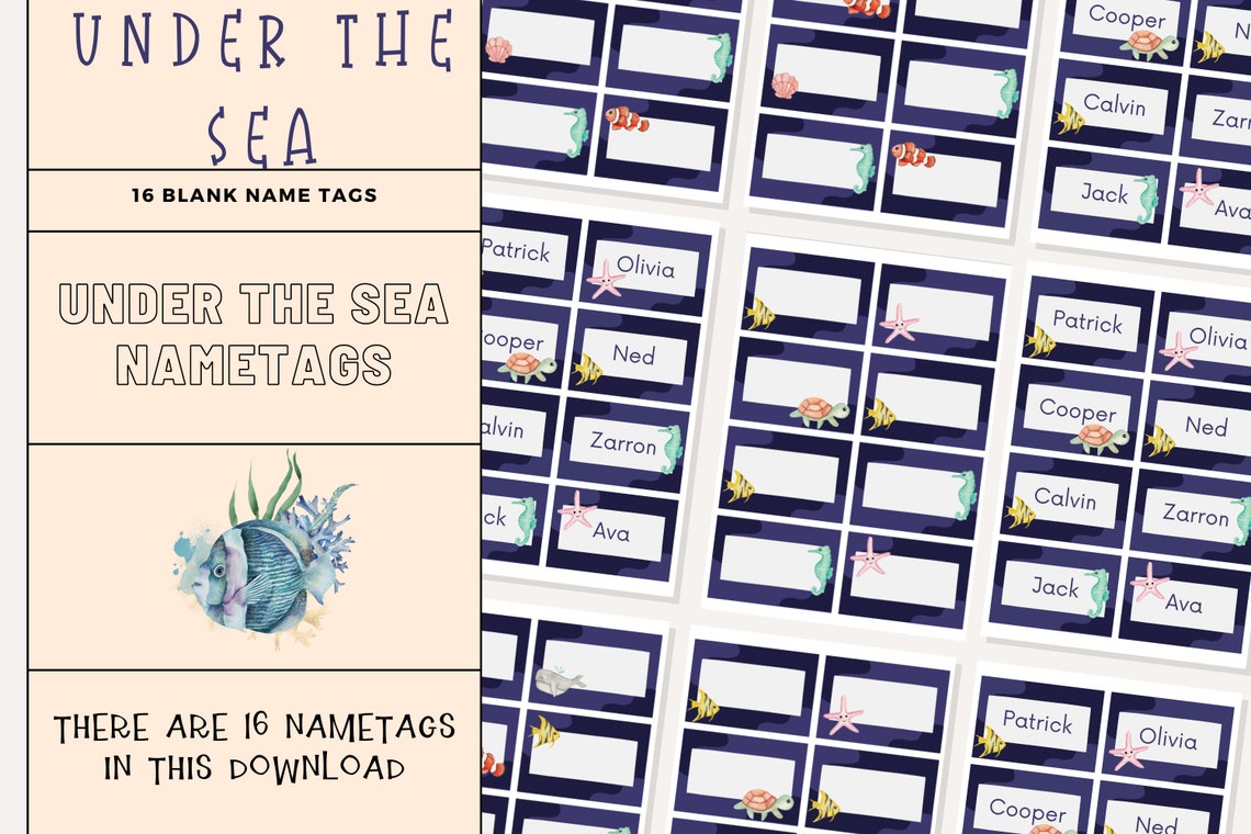 Sea Animal Name Tags - Etsy Australia