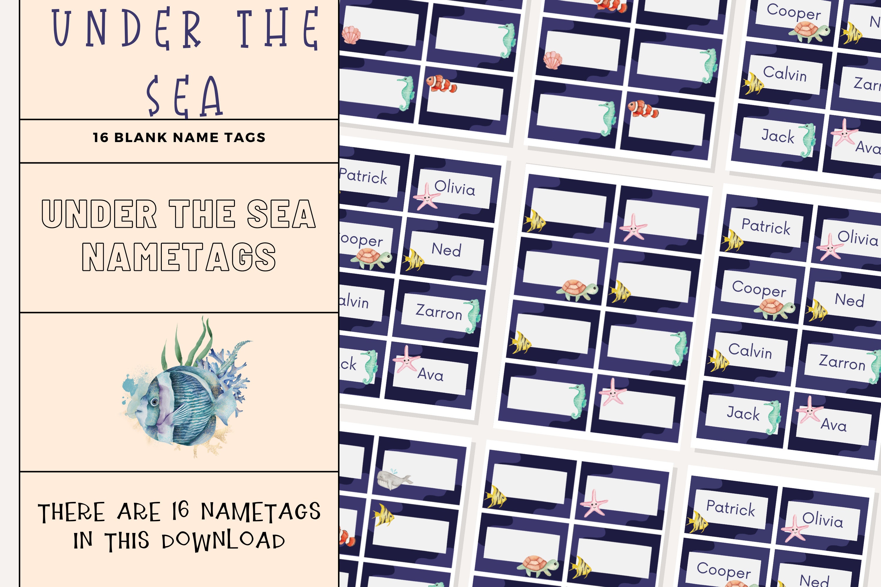 Sea Animal Name Tags at Sarah Boydston blog