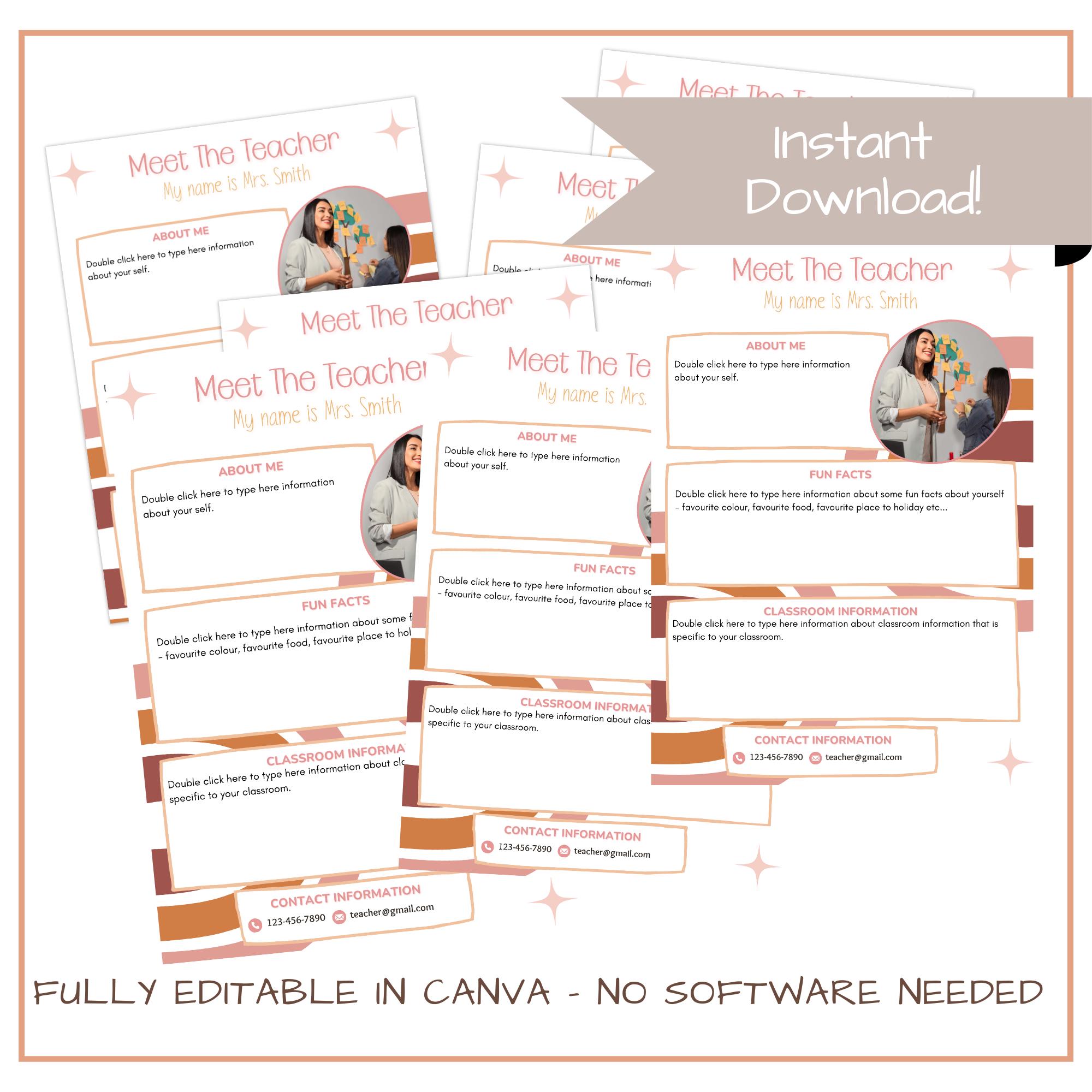 Editable Teacher Bio Boho Rainbow Back to School Introduction Letter ...