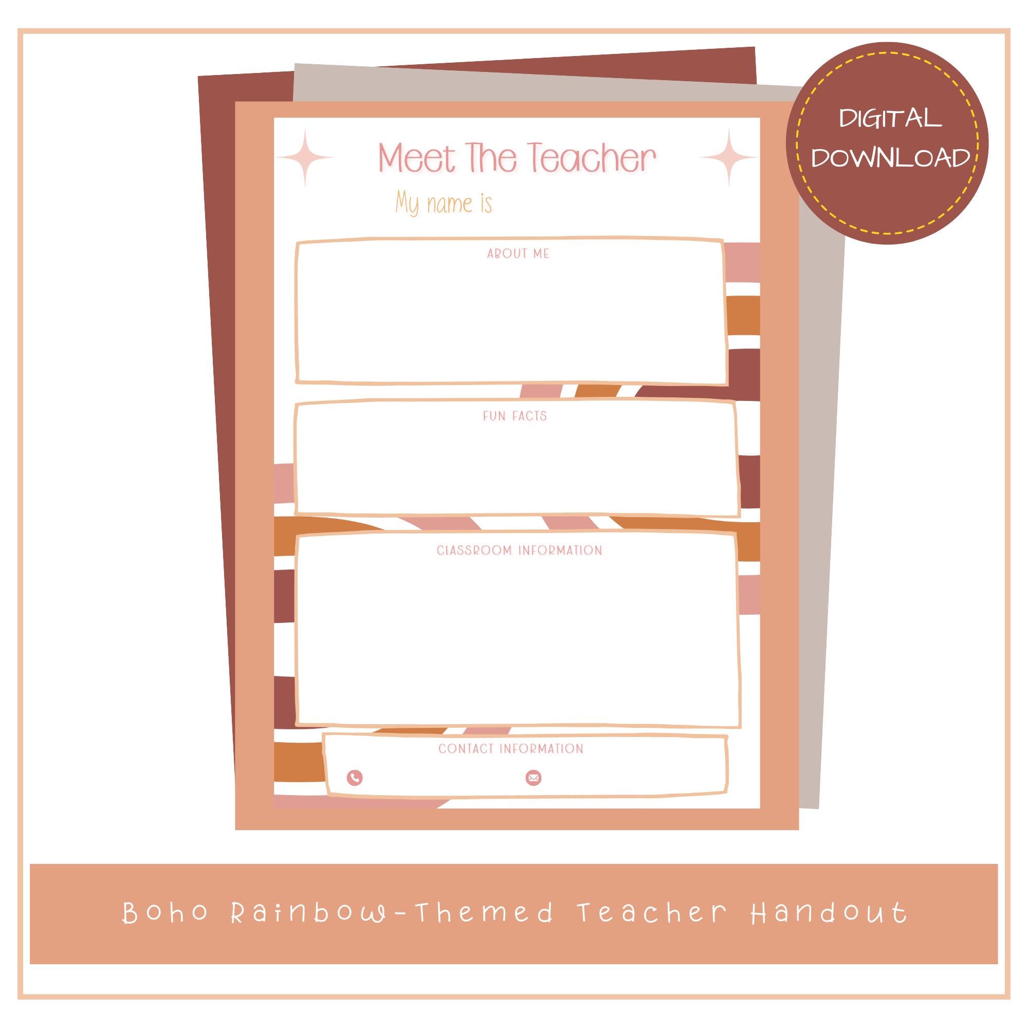 Editable Teacher Bio Boho Rainbow Back to School Introduction Letter ...