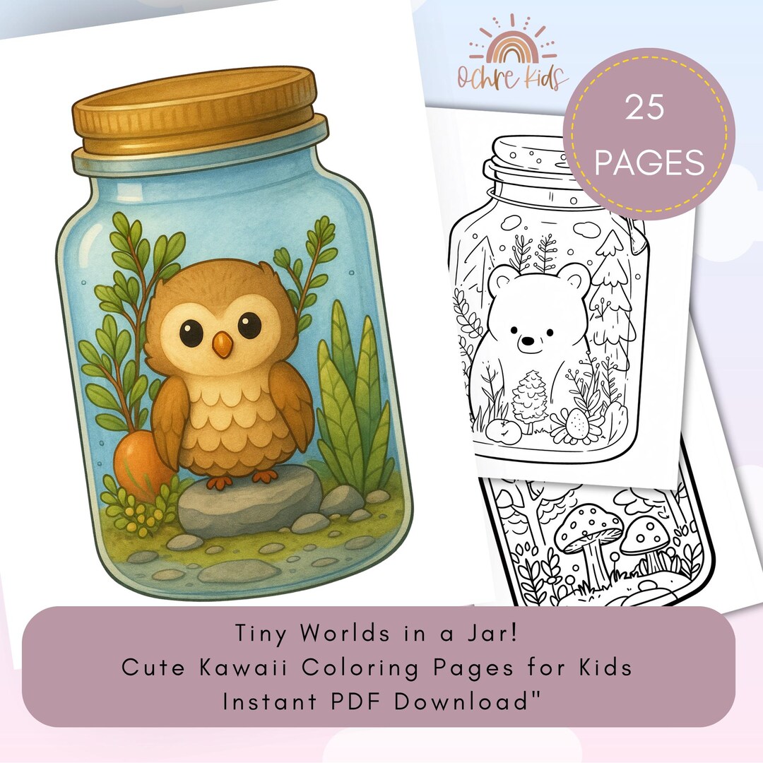 Cute Small World in a Jar Coloring Pages | PDF Digital Download for ...