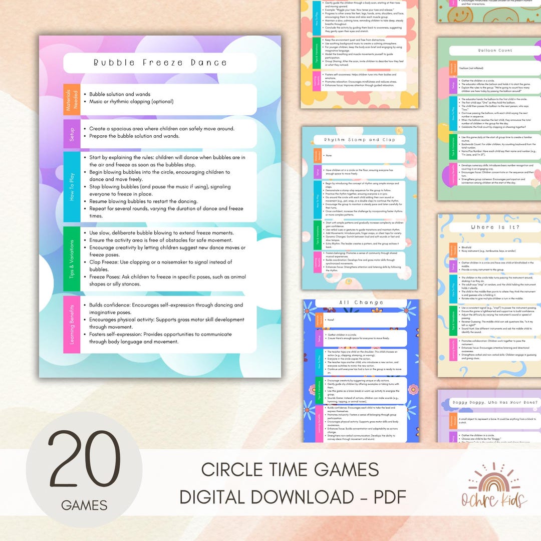 Preschool Circle Time Games: 20+ Printable Group Activities (PDF ...