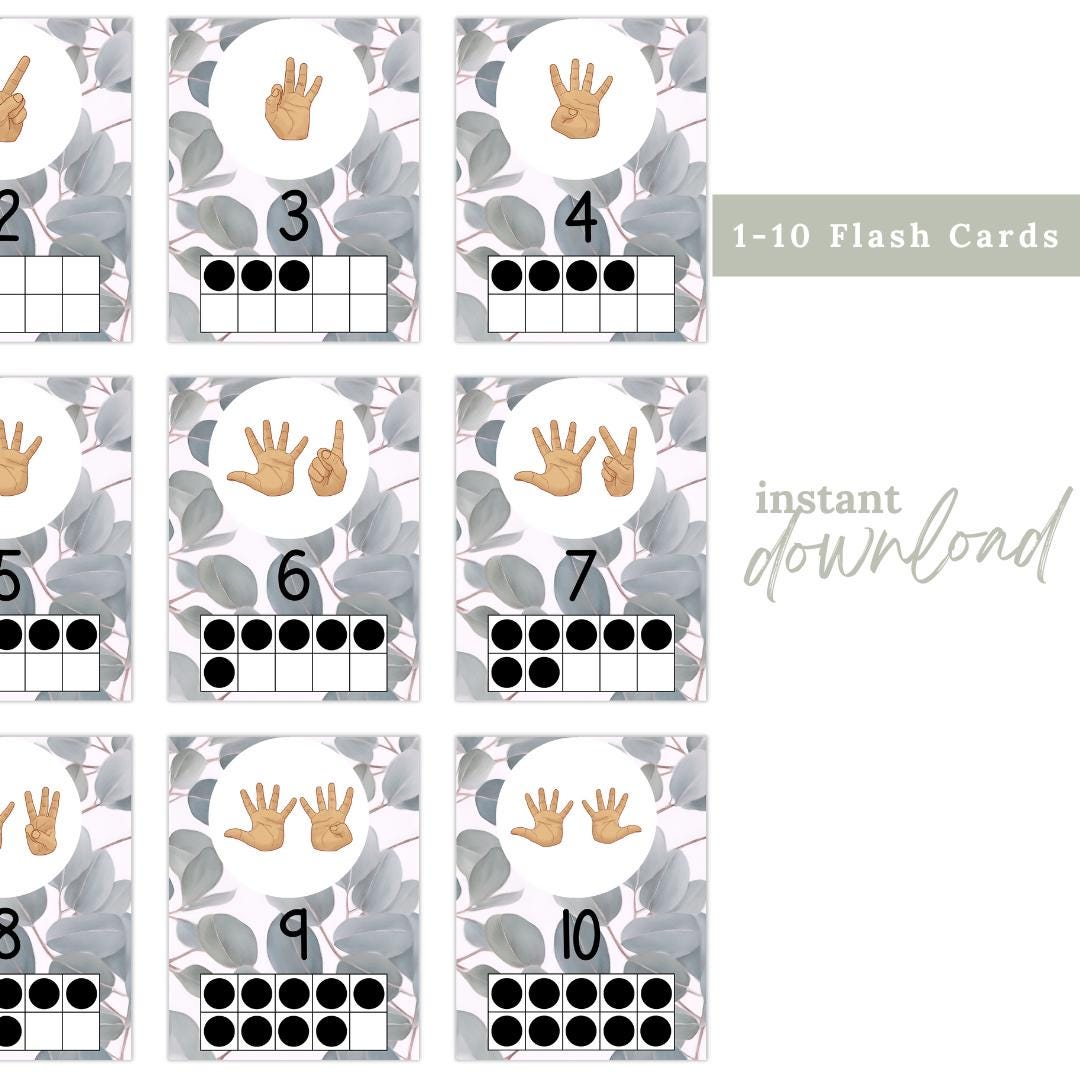 Learning Numbers Cards for Preschool Math Flashcards for Kids Number ...