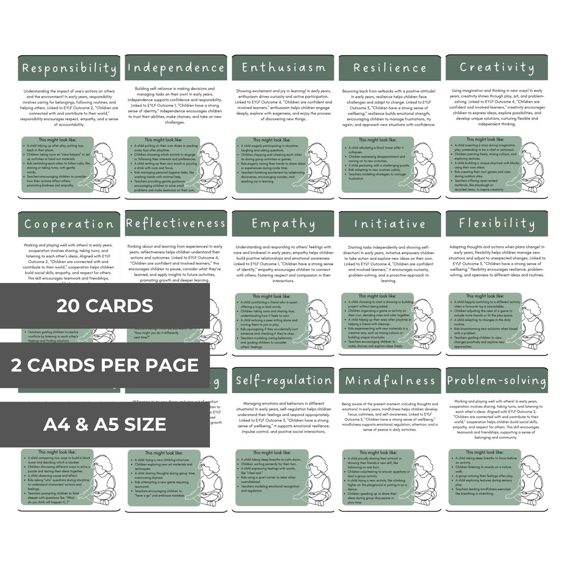 EYLF Learning Disposition Cards | Digital Download | Printable A4 & A5 ...