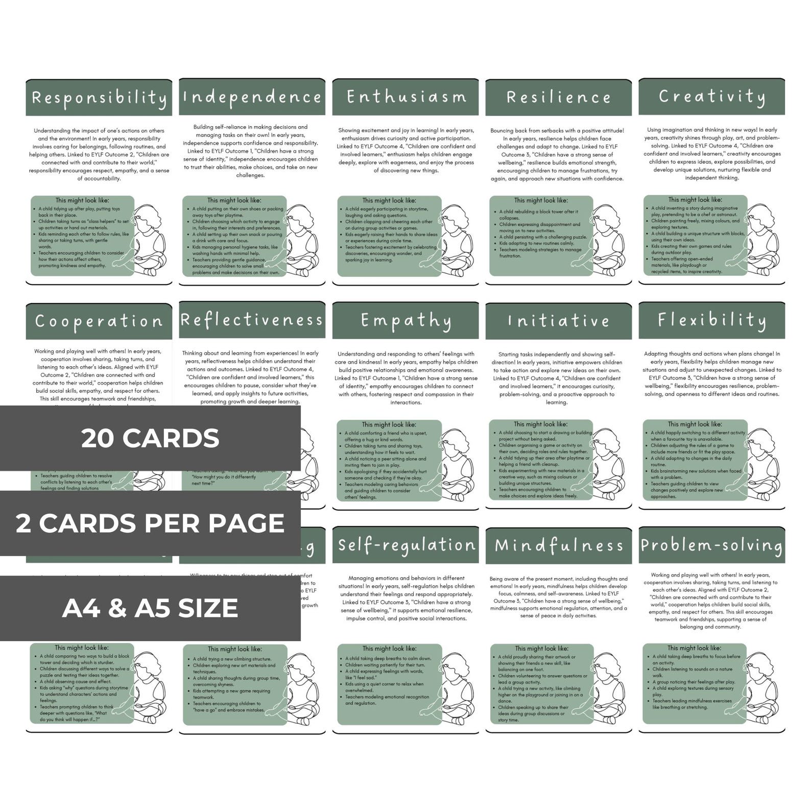 EYLF Learning Disposition Cards | Digital Download | Printable A4 & A5 ...